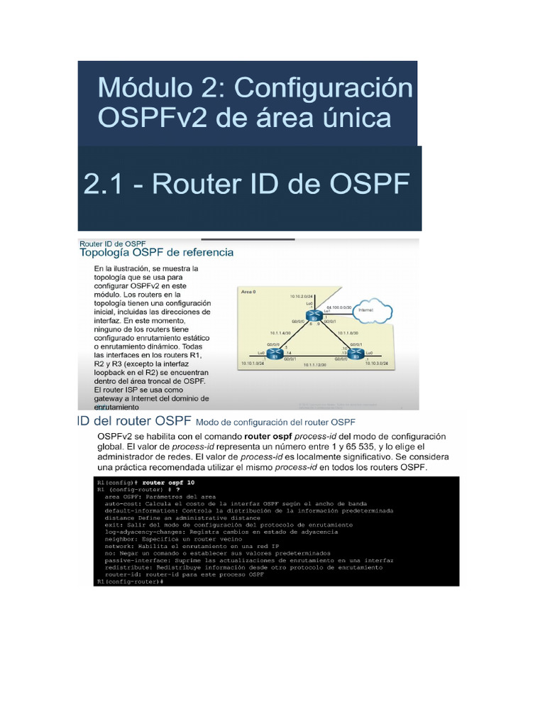 Módulo 2 Configuración Ospfv2 de Área Única | PDF
