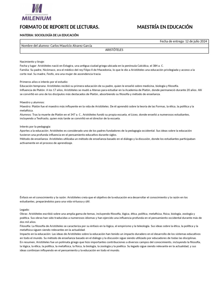 Carlos Personaje Modelo Aristóteles | PDF | Aristóteles | Platón