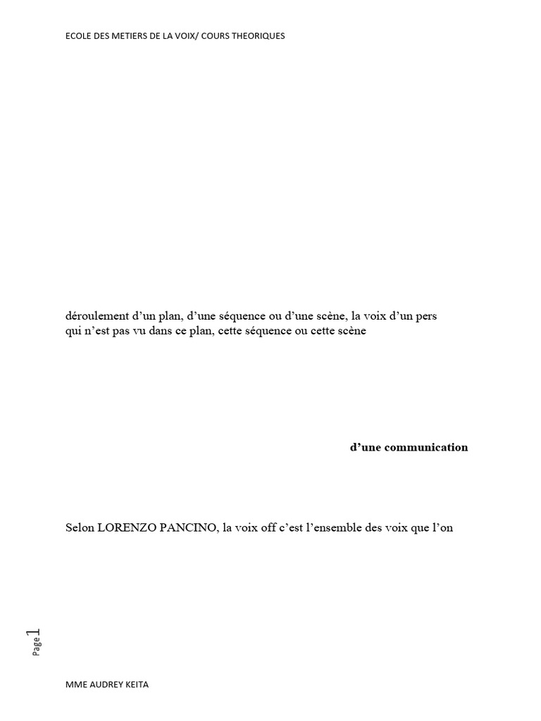 Introduction Aux Metiers de La Voix-Off | PDF