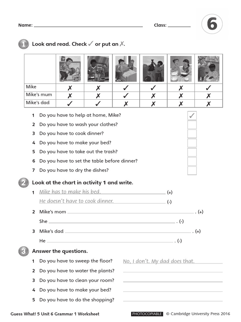 Guess What_5_AE_Unit 6_Grammar Worksheet 1 | PDF