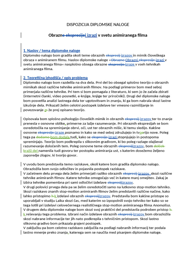 Dispozicija Diplome | PDF