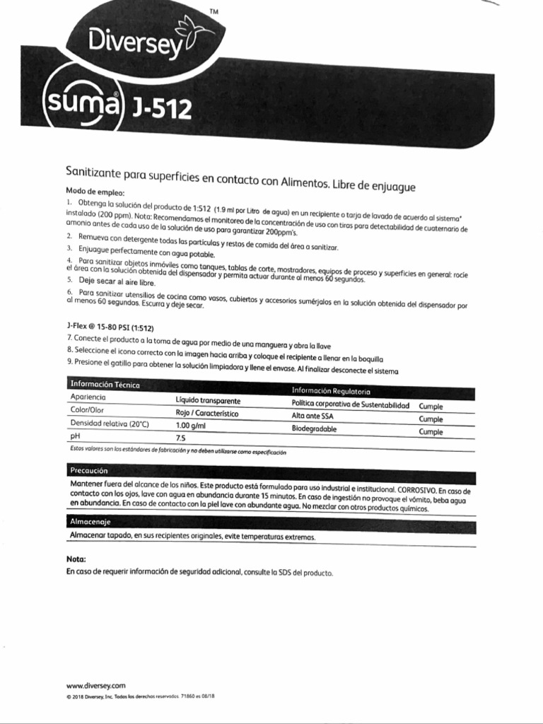 Hoja de Seguridad Suma J-512 | PDF
