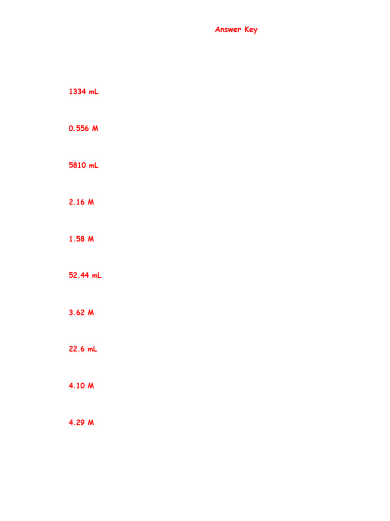 08b Titration Calculations Answer Key W Vol As SF 2022-2023 | PDF