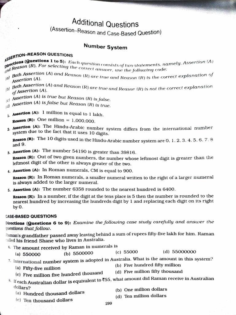 PDF of Assertion Reasoning and Case Study Class 6 | PDF