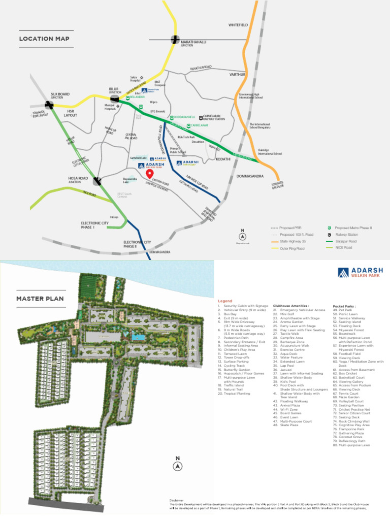 Adarsh WELKIN PARK Location & Master Plan 3x2ft | PDF
