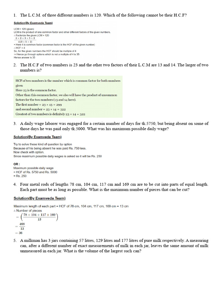 LCM and HCF | PDF