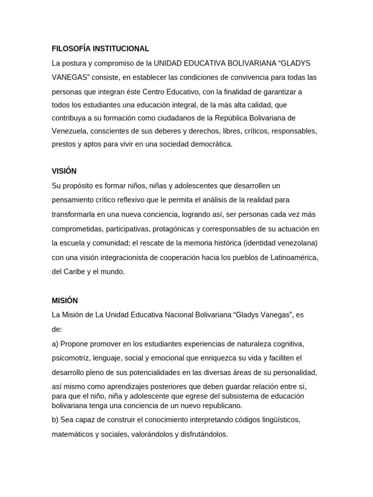Filosofía Institucional | PDF