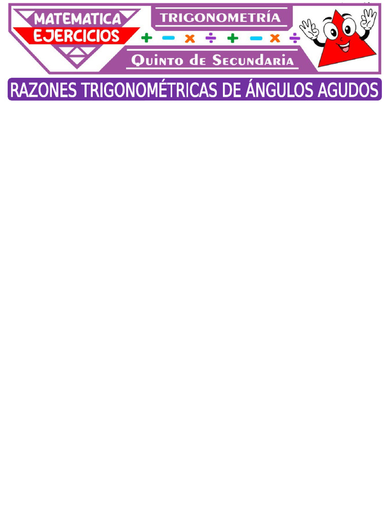 Razones Trigonometricas de Angulos Agudos para Quinto Grado de Secundaria | PDF