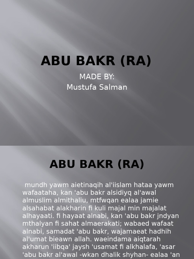Abu Bakr (Ra) Arabic | PDF