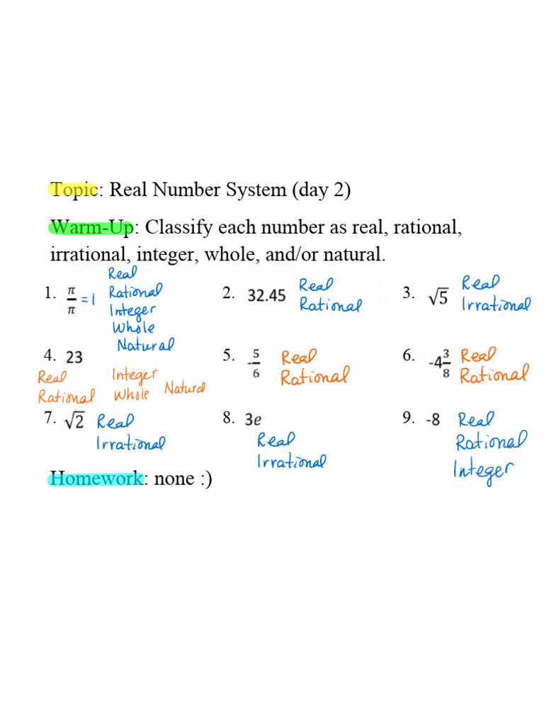 Real Numbers (day 2) | PDF
