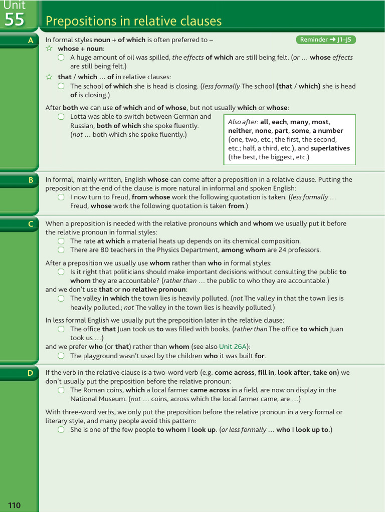 55 Prepositions in Relative Clauses | PDF 55 Prepositions in Relative Clauses | PDF