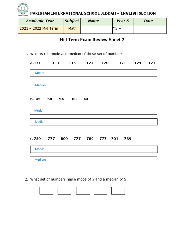 Mid Term Exam Review Sheet 2 | PDF