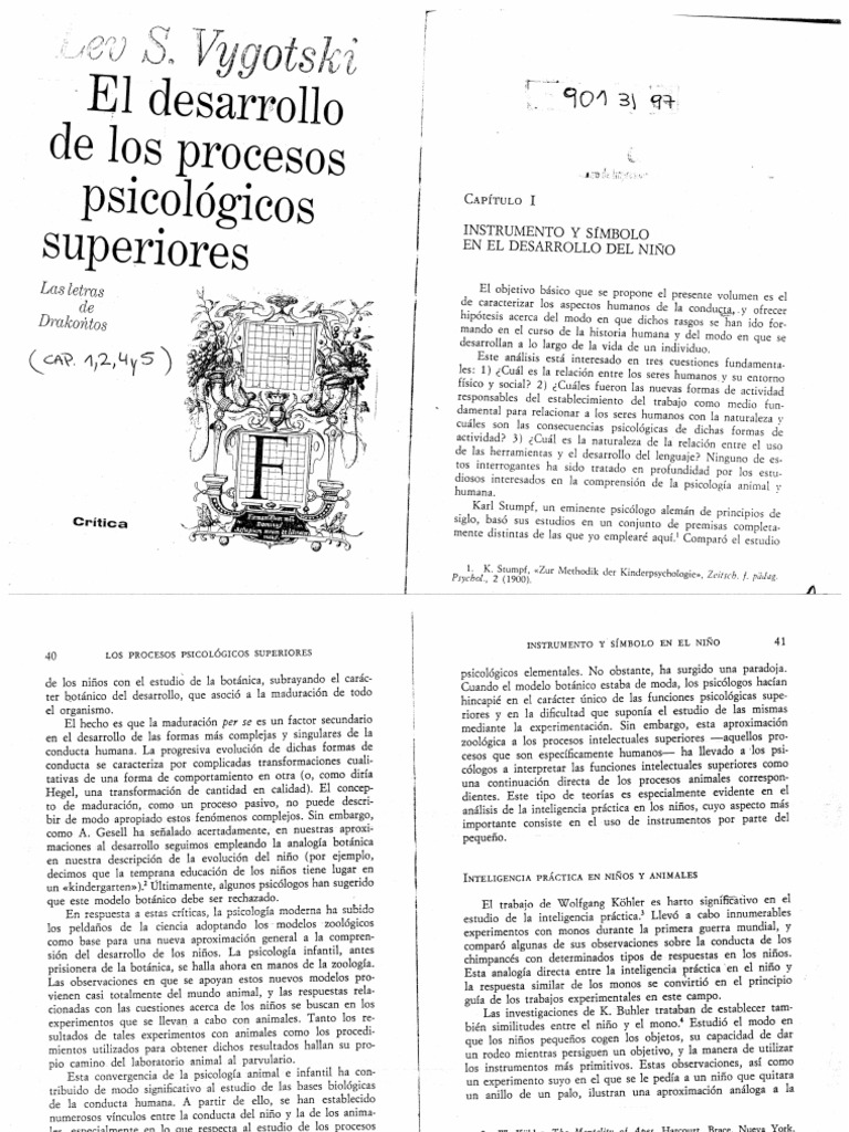 VYGOTSKI, L. (1930) - El Desarrollo de Los Procesos Psicolã Gicos Superiores (Caps 1y 4 ...