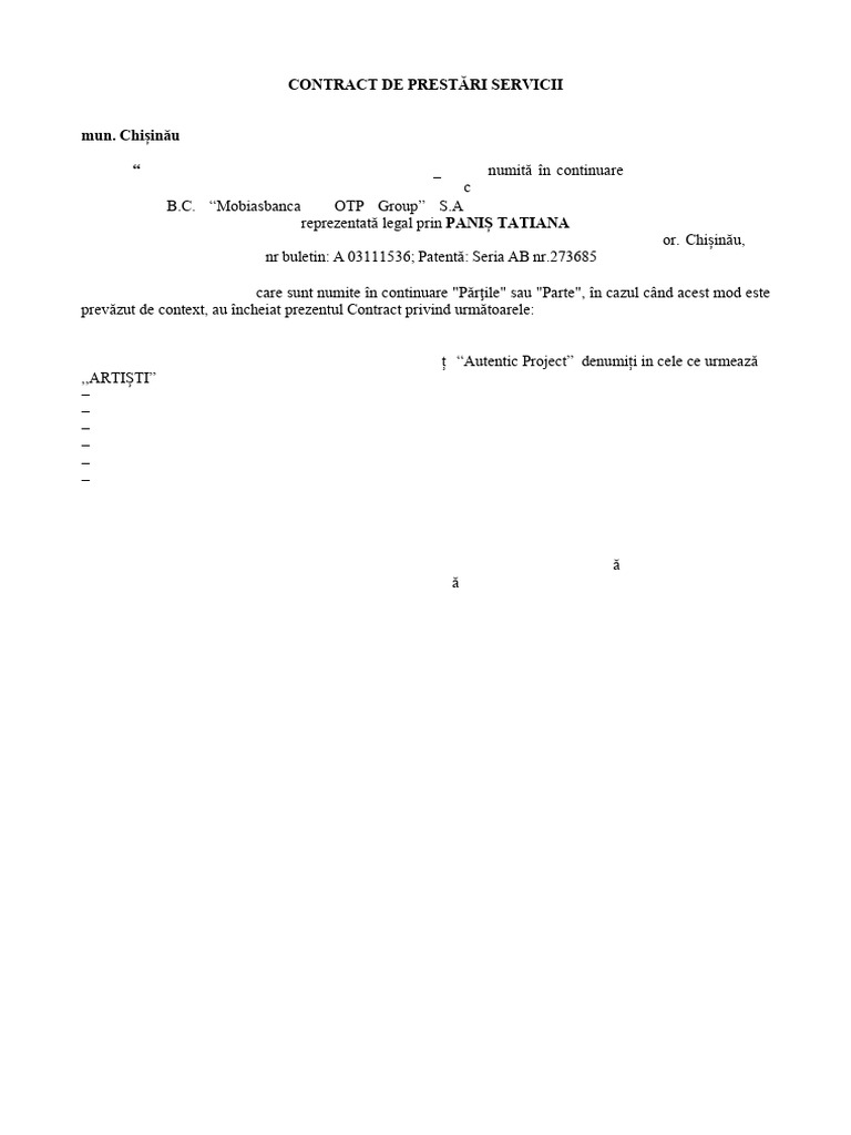 Autentic Project (M.grosu) Contract - Semnat | PDF