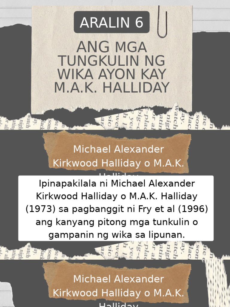 Ang Mga Tungkulin NG Wika Ayon Kay M.A.K. Halliday | PDF