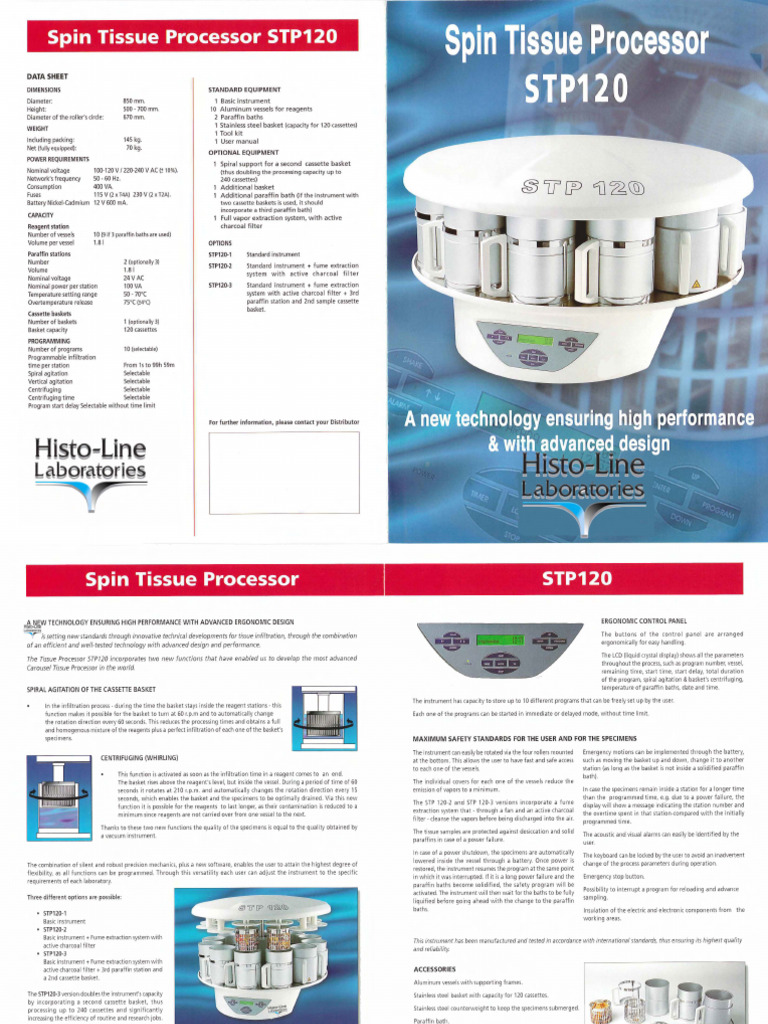 STP 120-3 - Sheet - Automatic Tissue Processor | PDF