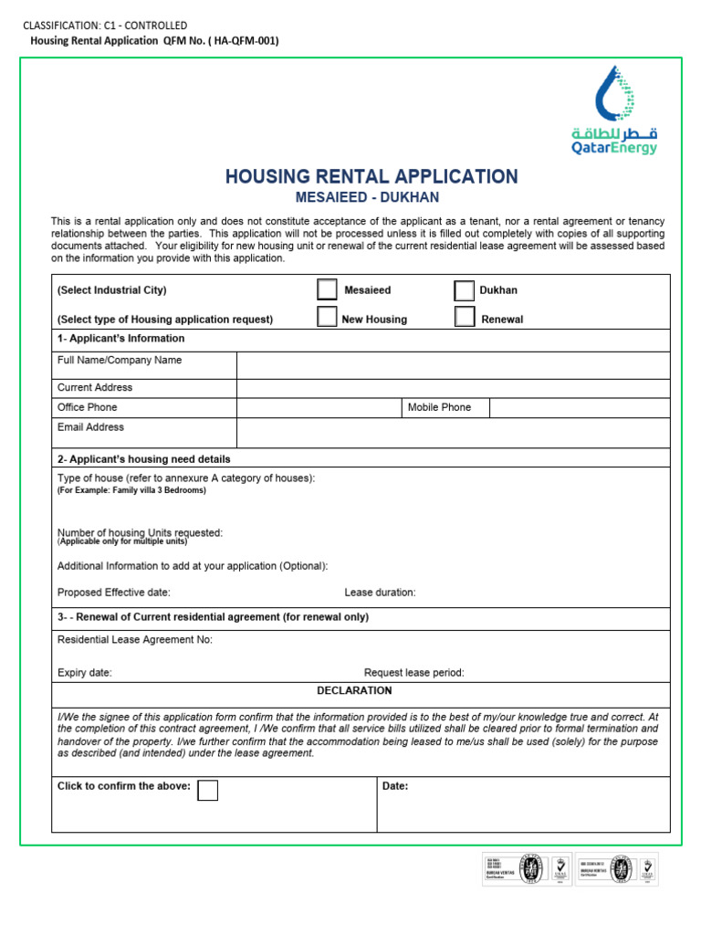 Housing Rental Application | PDF