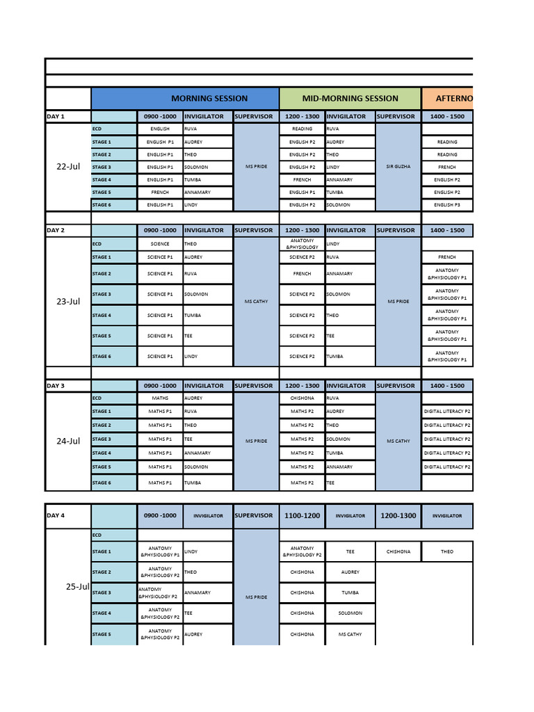Term 2 Exam Timetable - 070857 | PDF