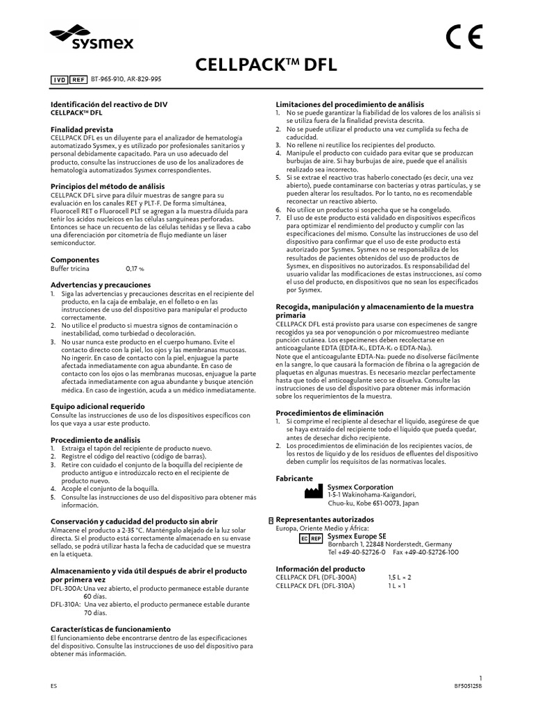 CELLPACK DFL-300A - 310A - 2211 - Es - IVDR | PDF