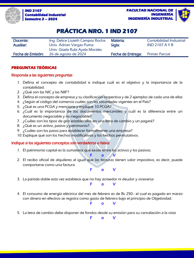 Pr-Ctica N-1 Ind 2107 Contabilidad Industrial | PDF