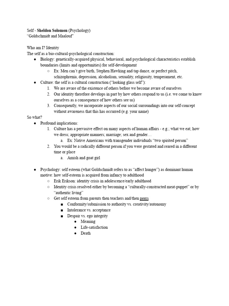 Self - Sheldon Solomon | PDF