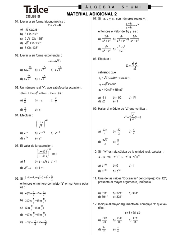 06 - 11 Material Adicional - Álgebra | PDF