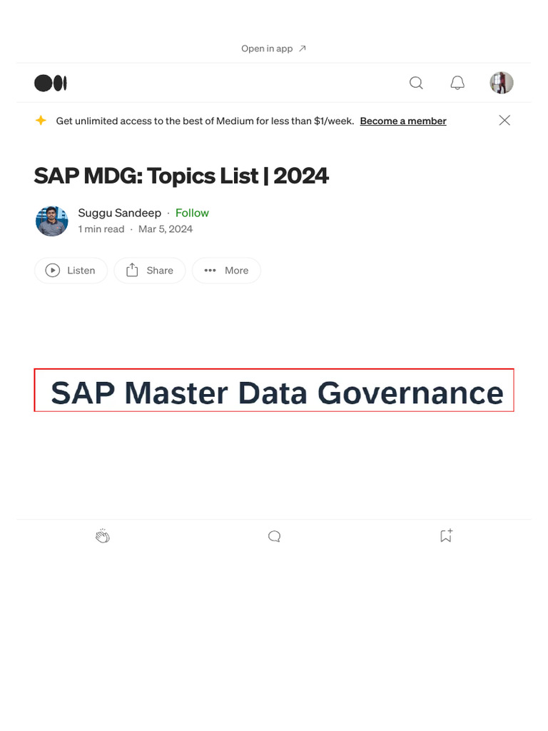 SAP MDG: Topics List - 2024. Introduction To Ma | PDF
