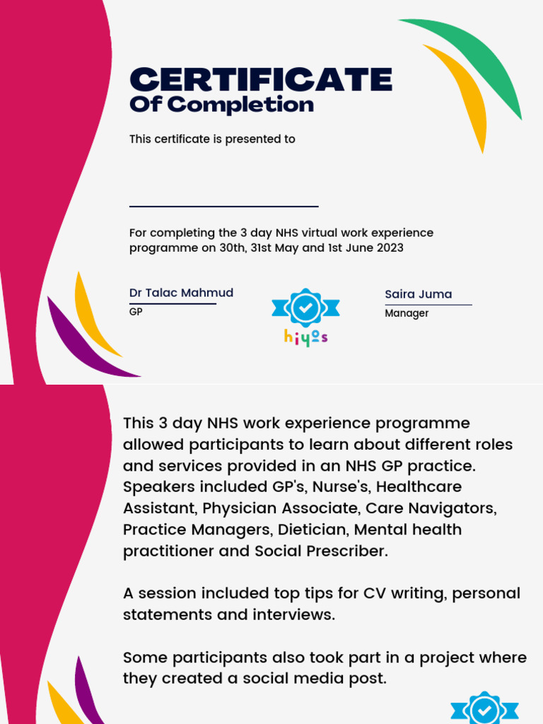 Nhs Certificate | PDF