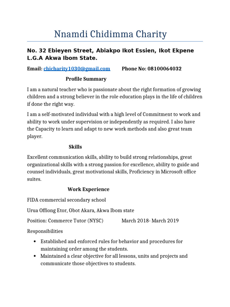 Charity Edited CV | PDF