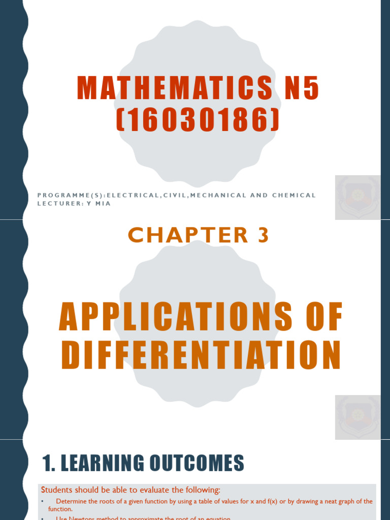 Chapter 3 Applications of Differentiation N5 | PDF