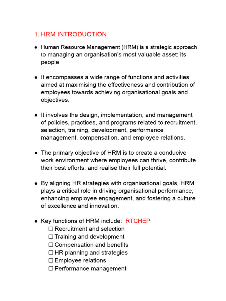 HRM Introduction: Human Resource Management (HRM) Is A Strategic ...