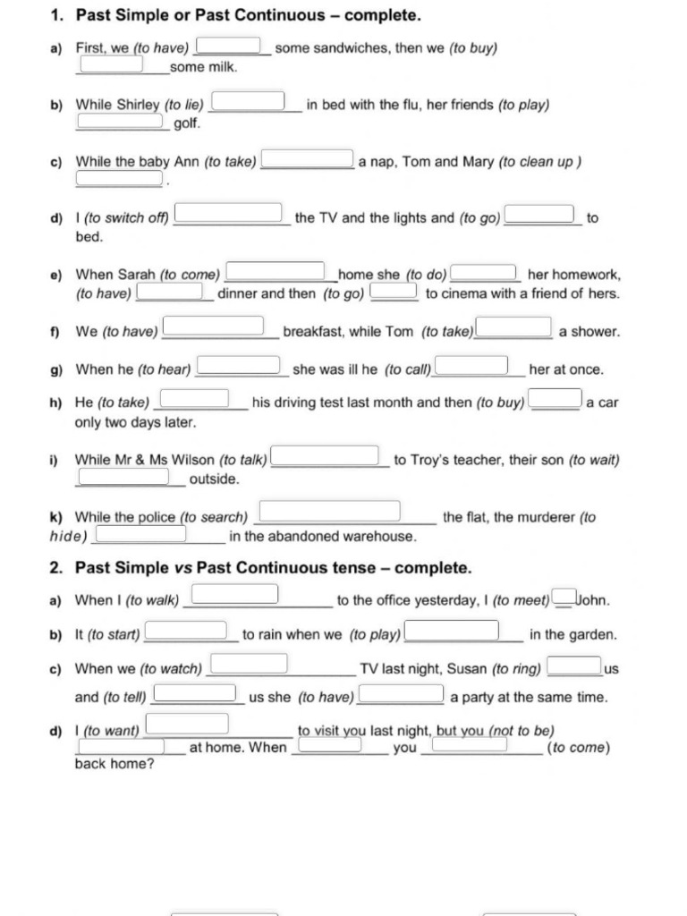 Grammar Reinforcement Continuous Tenses | PDF