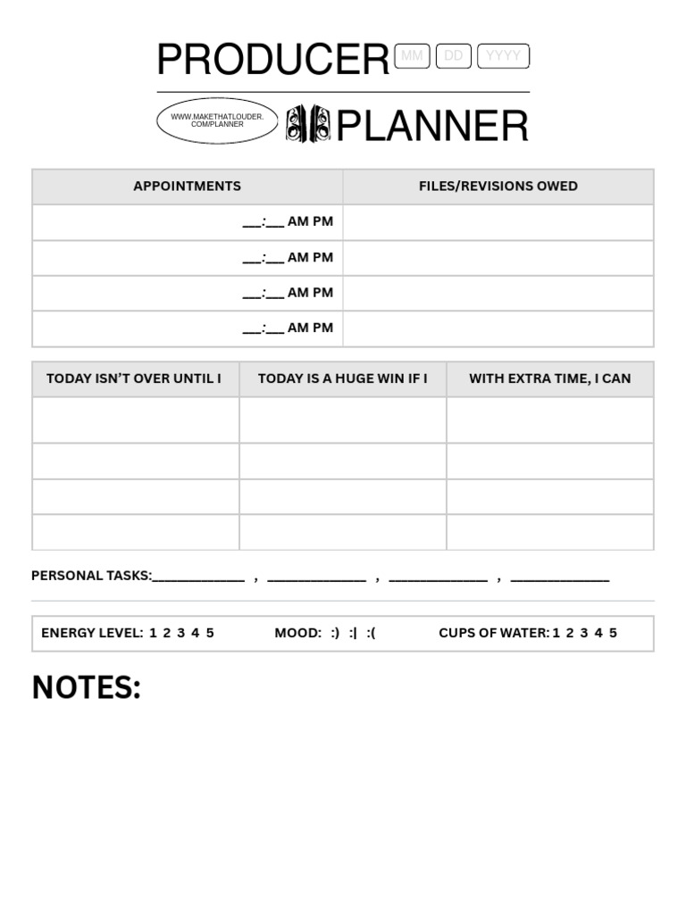 Producer Planner Free PDF | PDF