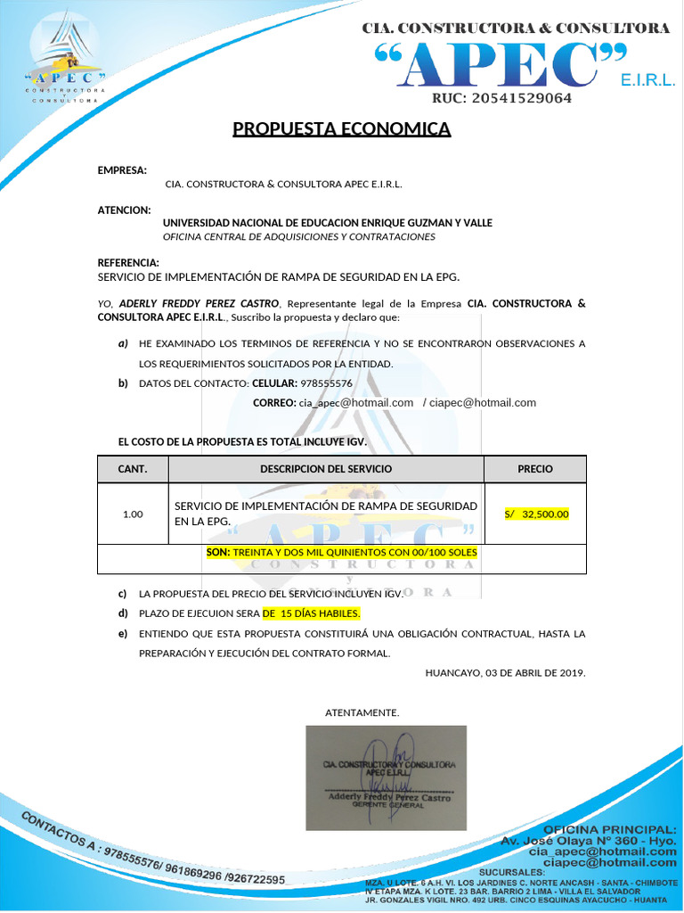 Servicio de Implementación de Rampa de Seguridad en La Epg. | PDF