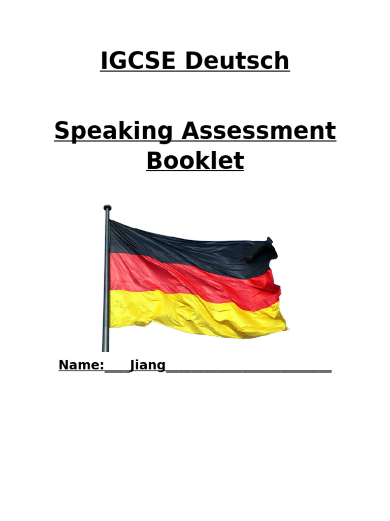 IGCSE German Speaking Questions Booklet | PDF