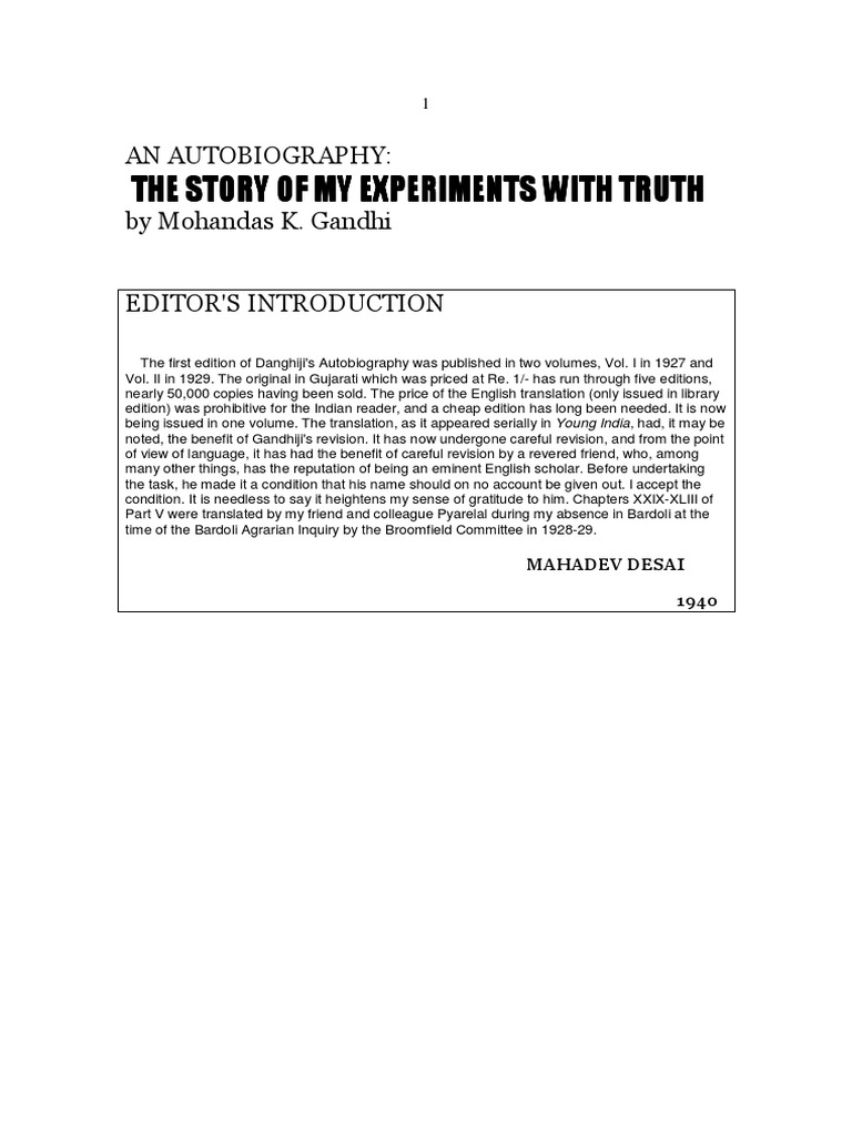 Gandhi's Experiments with Truth | PDF | Mahatma Gandhi | Arabic