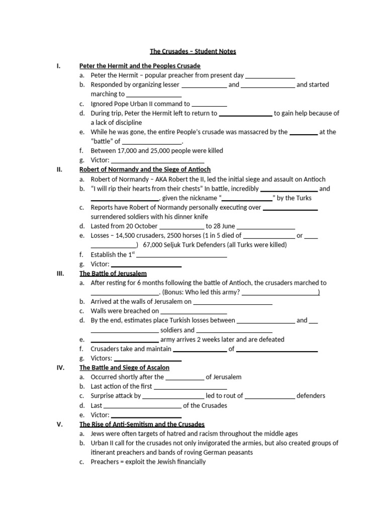 Crusades Guided Notes | PDF