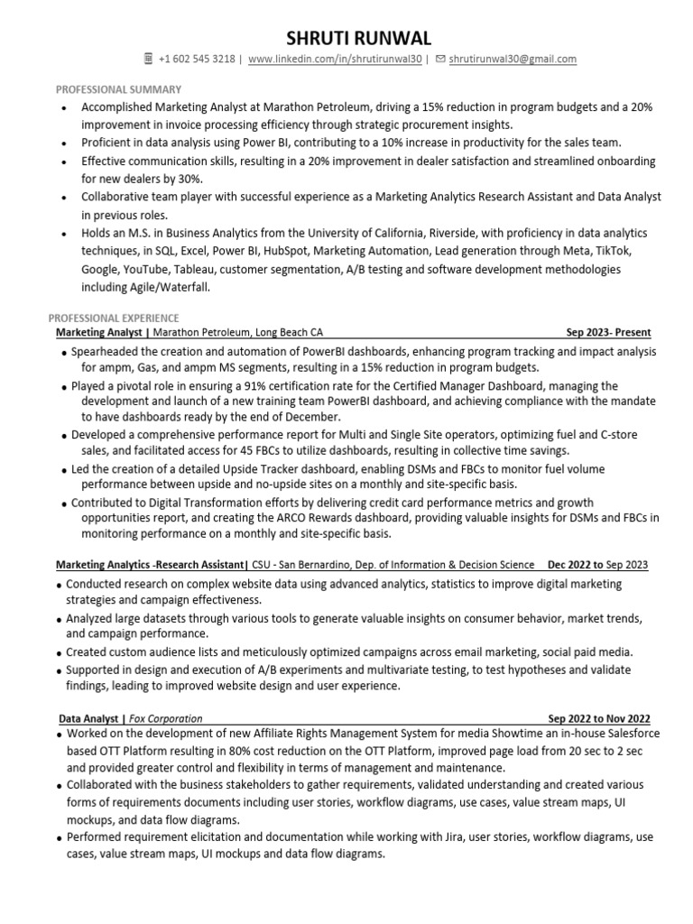 Shruti Runwal - Resume | PDF