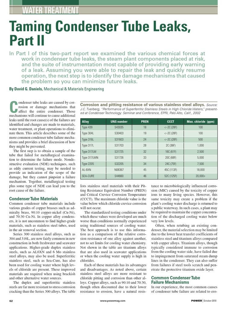 Taming Condenser Tube Leaks, Part II | PDF | Physical Sciences | Home ...