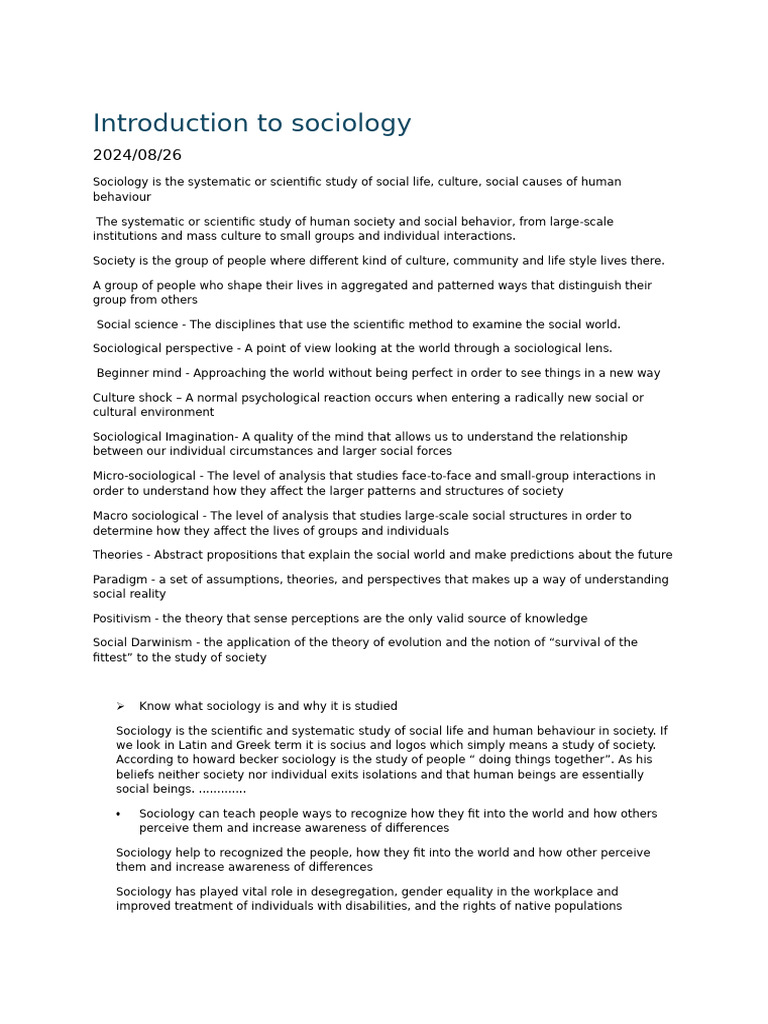 Introduction To Sociology | PDF