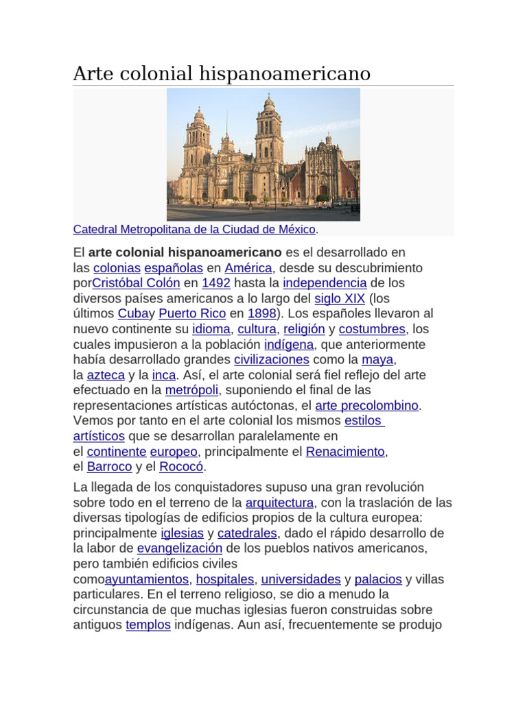 Arte Colonial Hispanoamericano | PDF