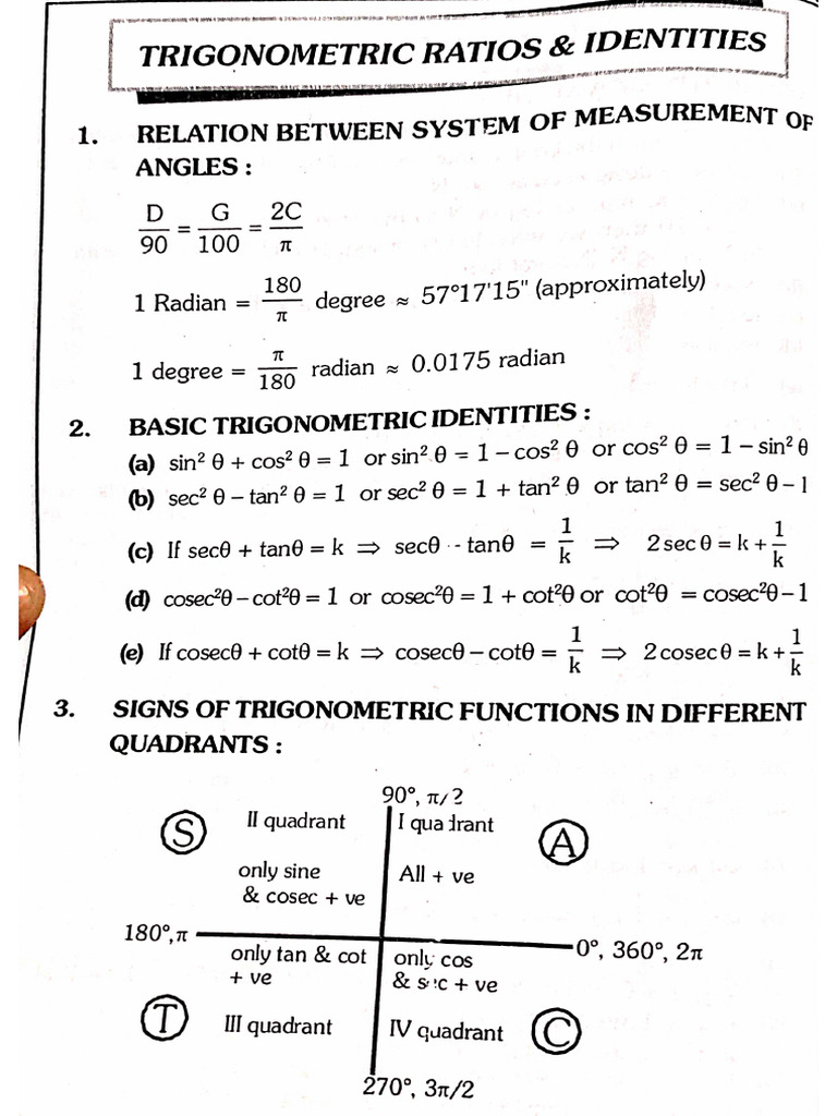 Trig Formula | PDF