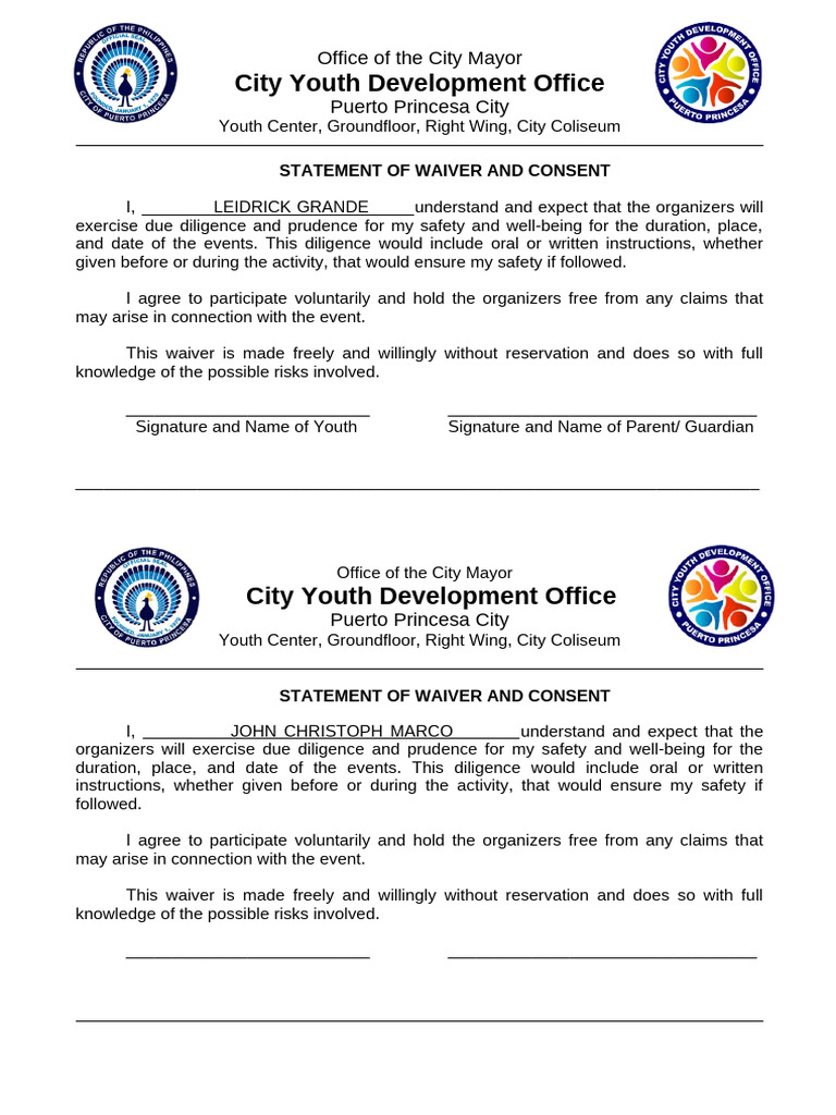 Cydo Waiver Format | PDF