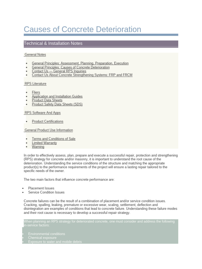 Causes of Concrete Deterioration | PDF | Concrete | Corrosion