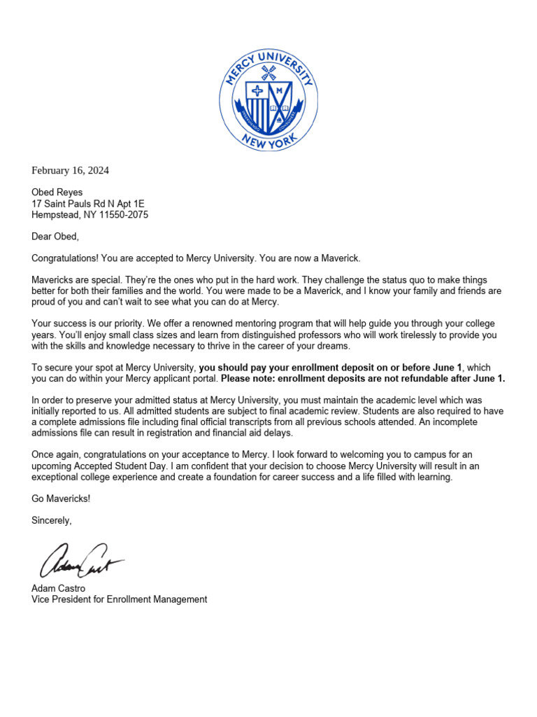 Acceptance Letter | PDF