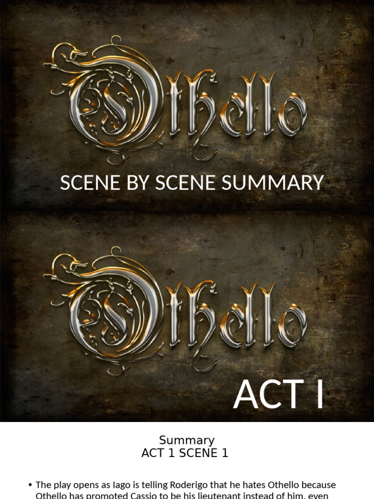 Othello Scene by Scene Summary | PDF