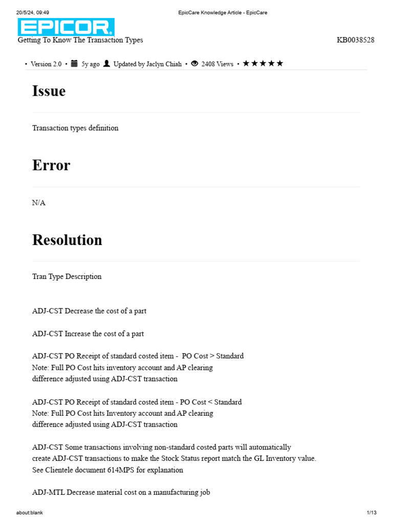 Transaction Types | PDF