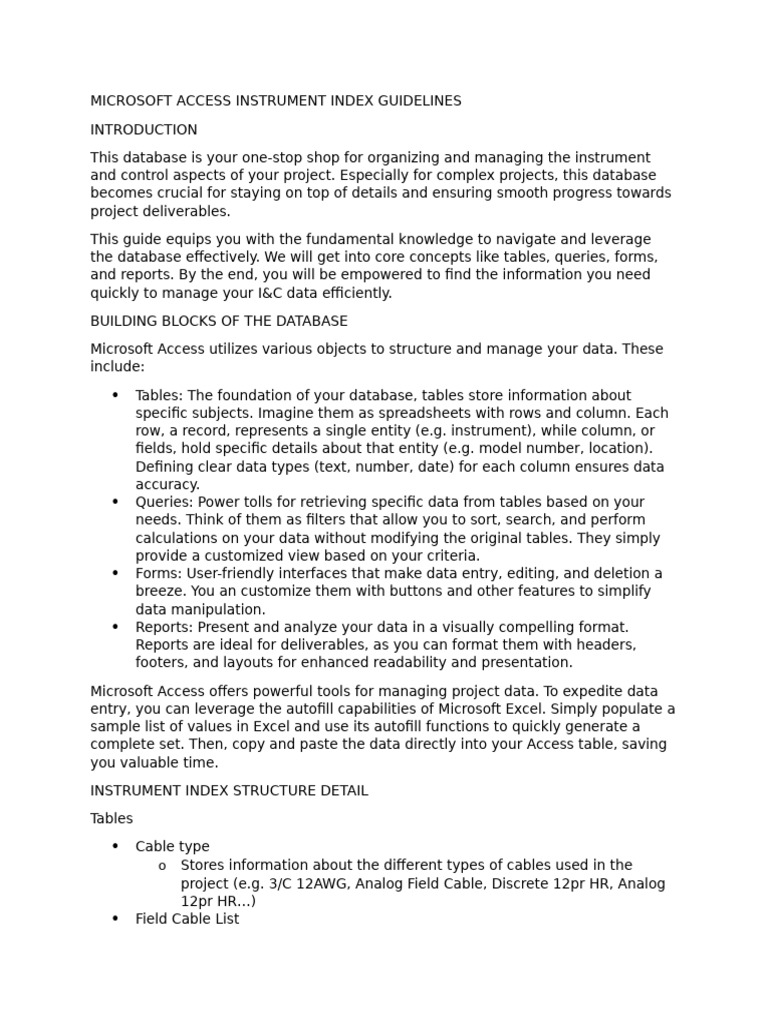 Instrument Index Guidelines | PDF