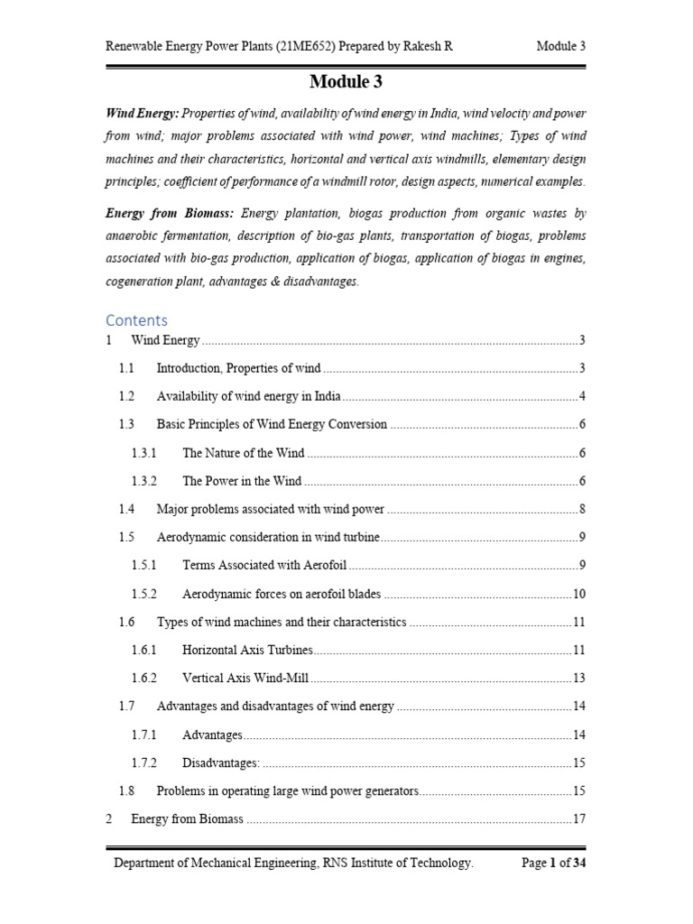 REPP Module 3 Wind Energy and Biomass-1-34 | PDF