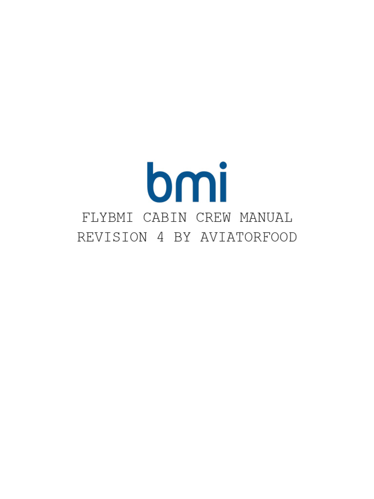 Flybmi Cabin Crew Manual Revision 4 | PDF